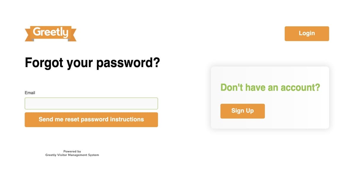 Password Reset for the Greetly Visitor Management System